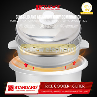 Standard Rice Cooker 1.8L (plain white) - Yellow Elephant | Shopee ...