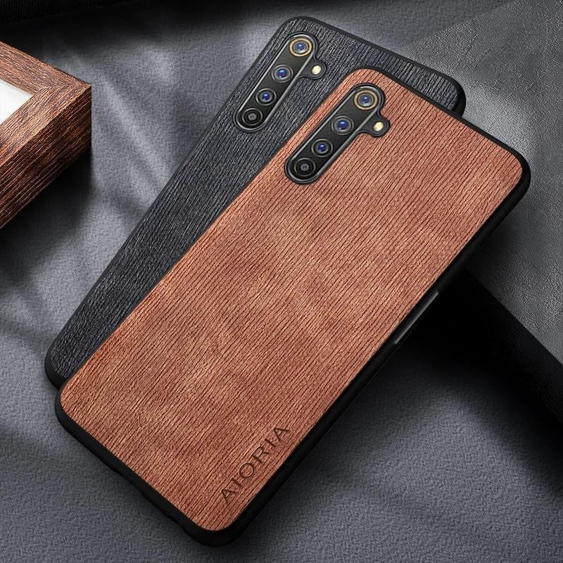 Case for Realme 6 Pro wood pattern leather cover for realme 6s Case ...