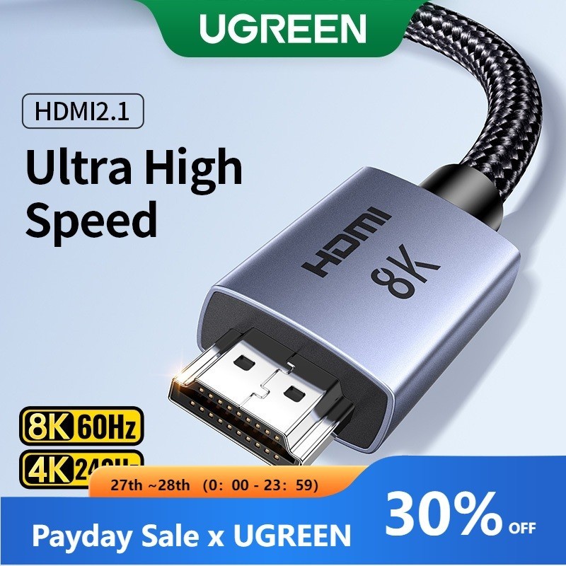 UGREEN HDMI 2.1 Cable 8K60Hz 2K240Hz Support HDR 3D Nylon Braided Cable ...