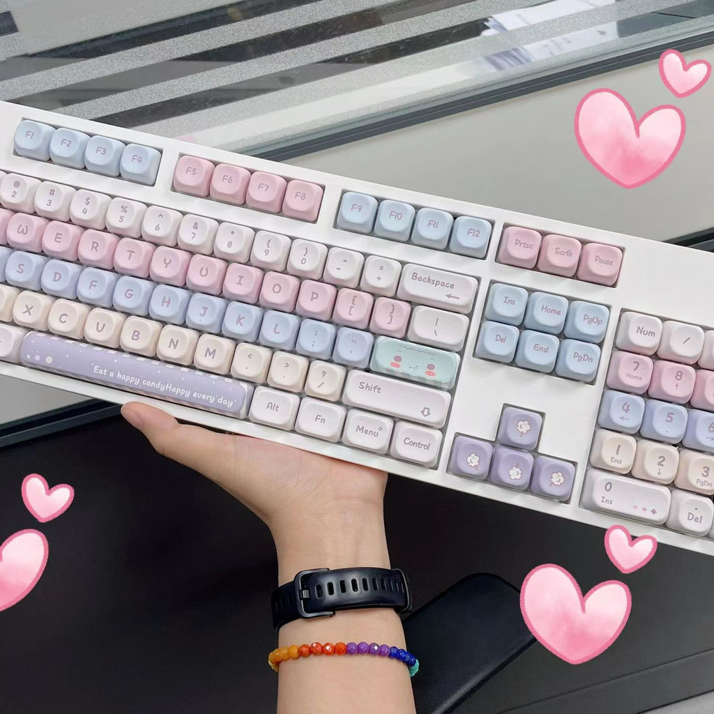 Happy Candy Keycaps 130+ Keys MOA Cherry Shape Keycaps PBT Dye ...