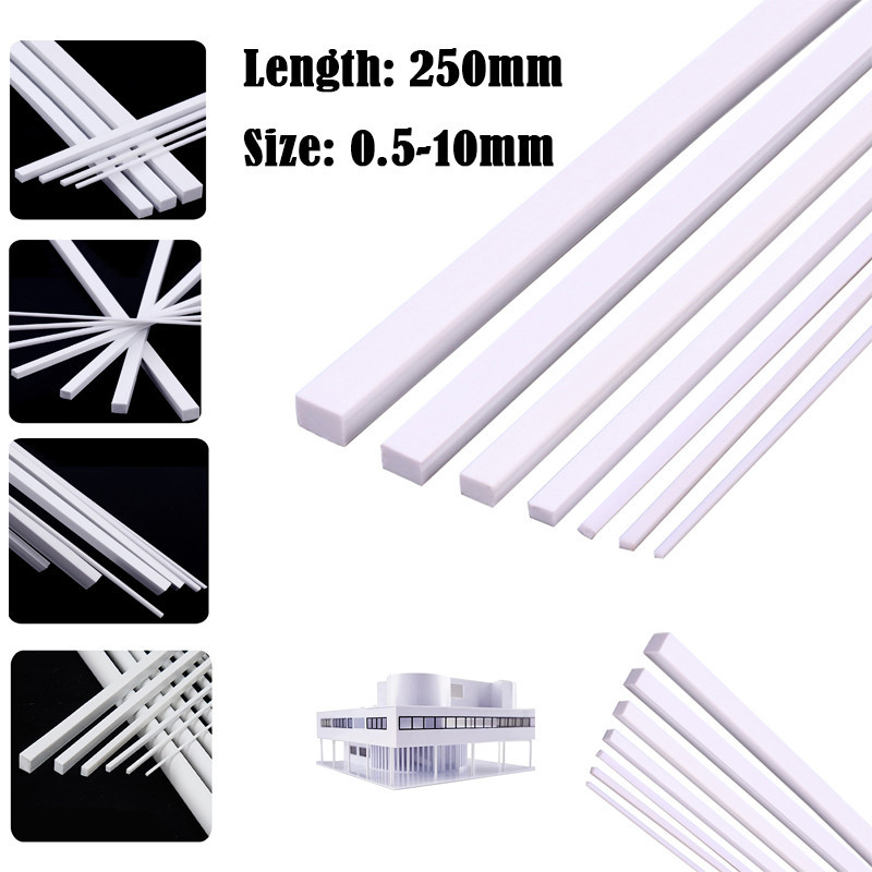 250mm ABS Plastic White Square Rod Stick For Architecture Model Making ...