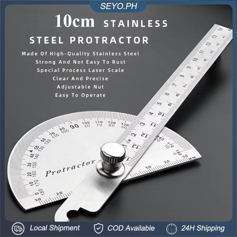 10cm Adjustable Protractor Multifunction Stainless Steel Roundhead ...