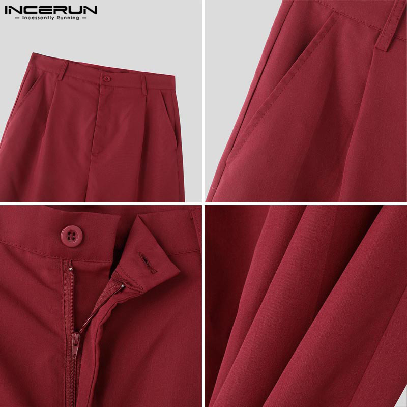 INCERUN Men Korean Fashion Minimalist Solid Color Loose Buttons Pants ...