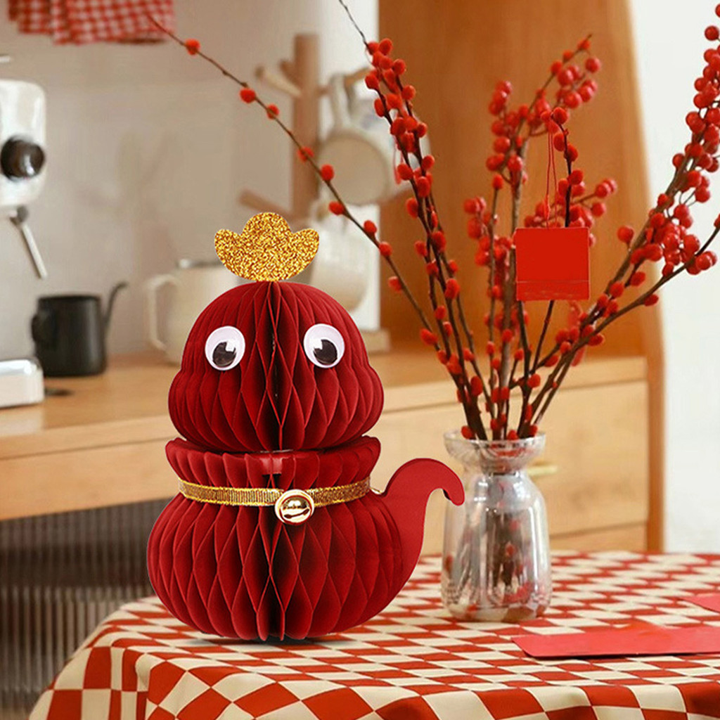 Snake Shape Paper Honeycomb Ornament Cute Chinese New Year Table ...