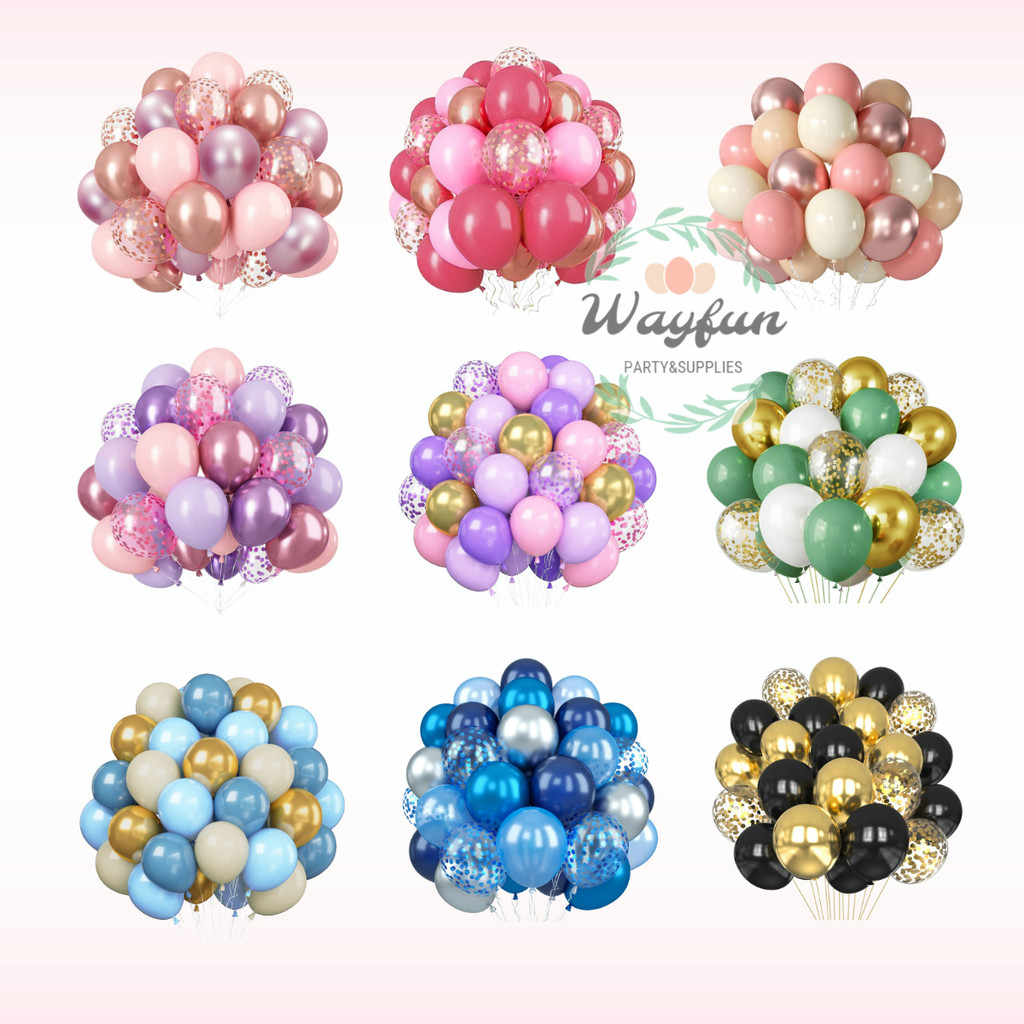 10inch Multicolor Latex Balloon set Confetti Sequins Matte Metallic ...