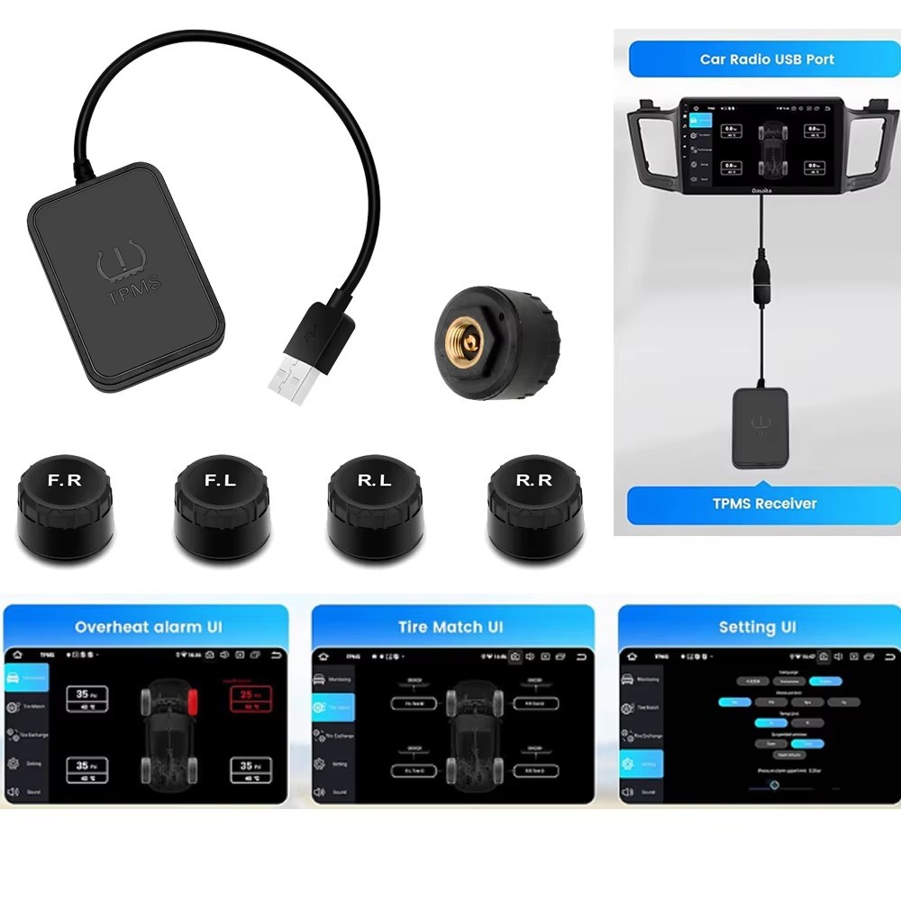 USB Android Car TPMS Wireless Transmission Tire Pressure Monitoring SystemAndroid Navigation ...