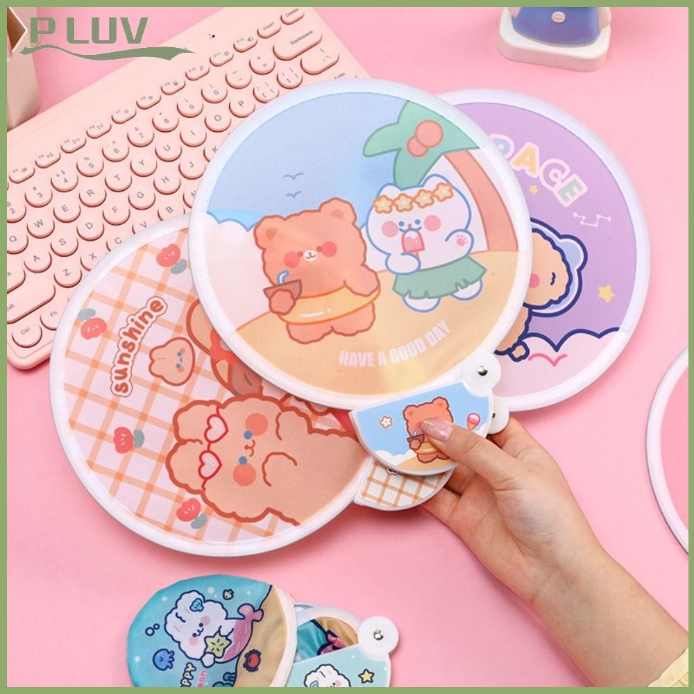 PLUVII Foldable Fan, Mini Cartoon Round Fan, Creative Simple Small ...