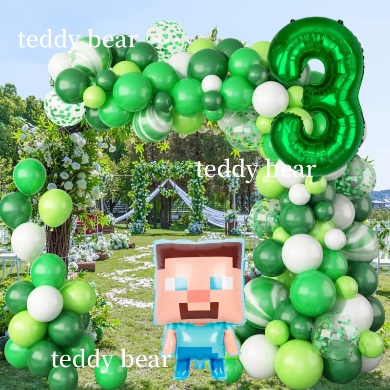 Minecraft Theme Balloons Garland Arch Kit 32" Green Number Balloon ...