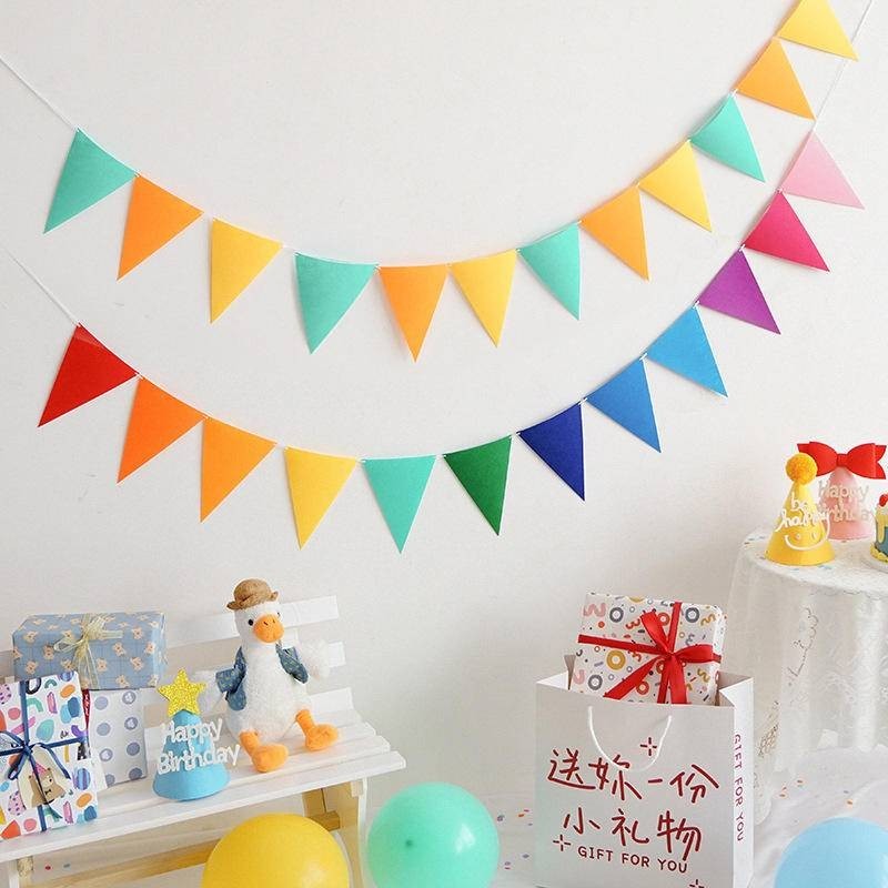 Colorful Felt Pennant Children Birthday Party Decoration Pull Flag ...