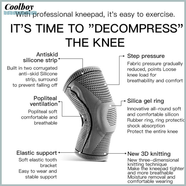 CB Knee Brace Compression Knee Sleeve With Patella Gel Pad & Side ...