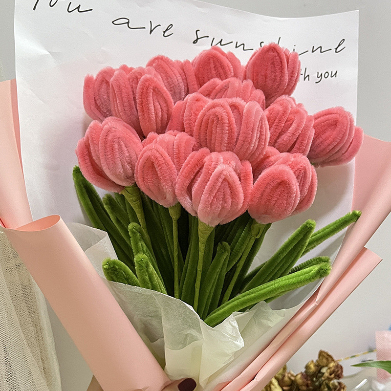 100 Pieces/Set Chenille Stems Stick Twisting DIY Fuzzy Wire Flower ...