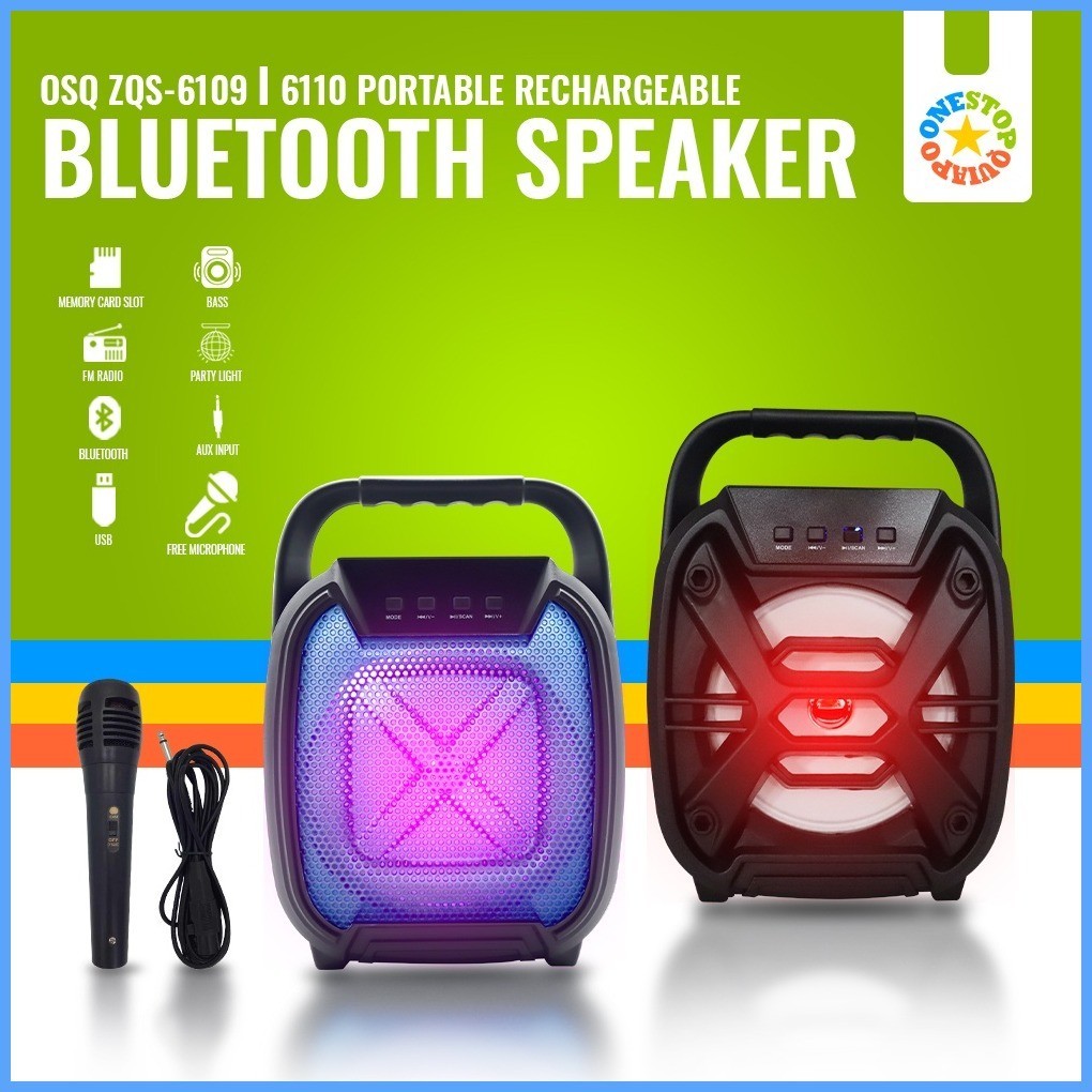 OSQ ZQS-6109/6110 Karaoke Portable Bluetooth Speaker 6.5inch With Free ...