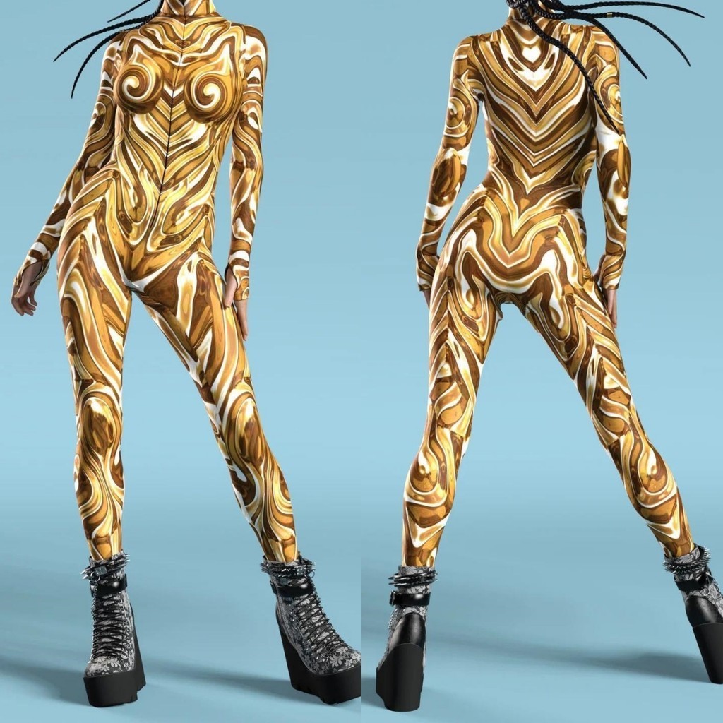 Unisex Cyber Punk 3D Digital Printing Halloween Party Role Play Outfit ...
