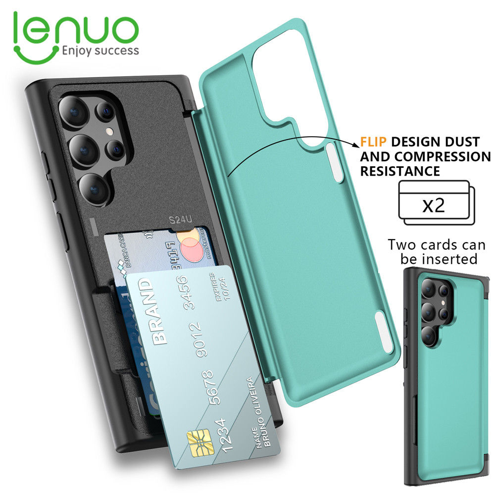 Lenuo Card Slot Phone Case For Samsung Galaxy S24 S23 FE S22 S21 S20 Ultra Plus 5G Casing With ...