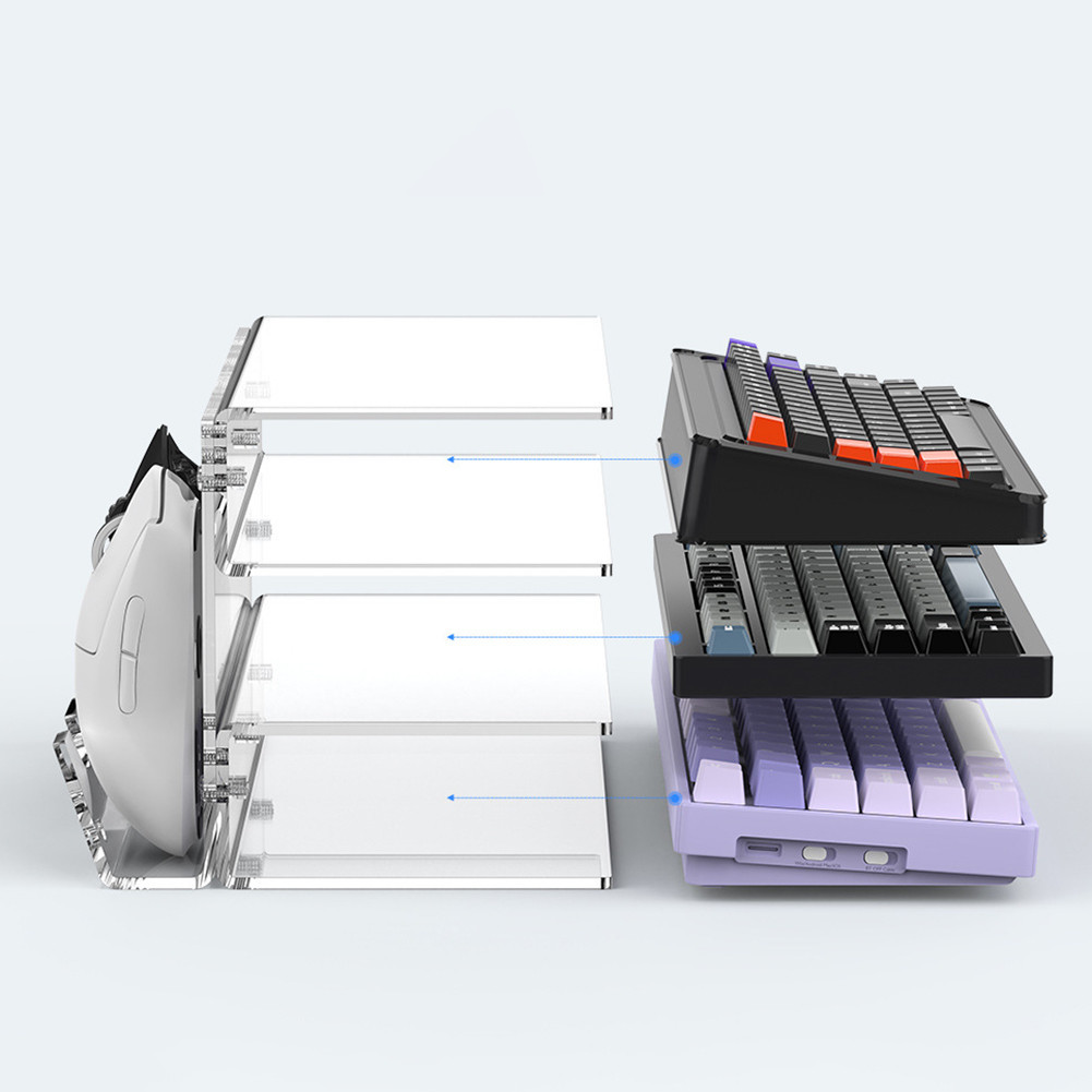 Acrylic Keyboard Mouse Storage Rack 3-Tier Keyboard Display Stand ...