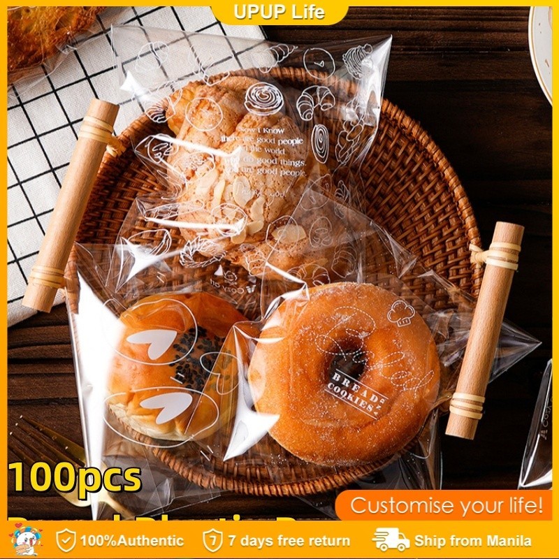 100PCS Transparent Bread Plastic Bags Donut Cookie Bags Disposable Food ...