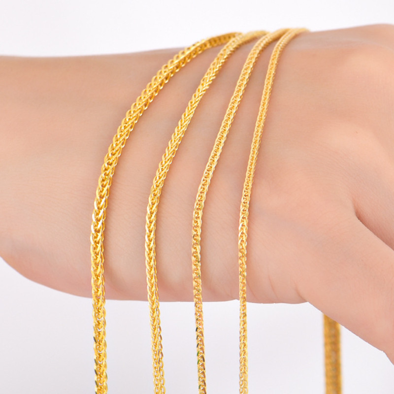 18k Gold Chopin Chain 925 sterling silver Necklace Women collarbone ...
