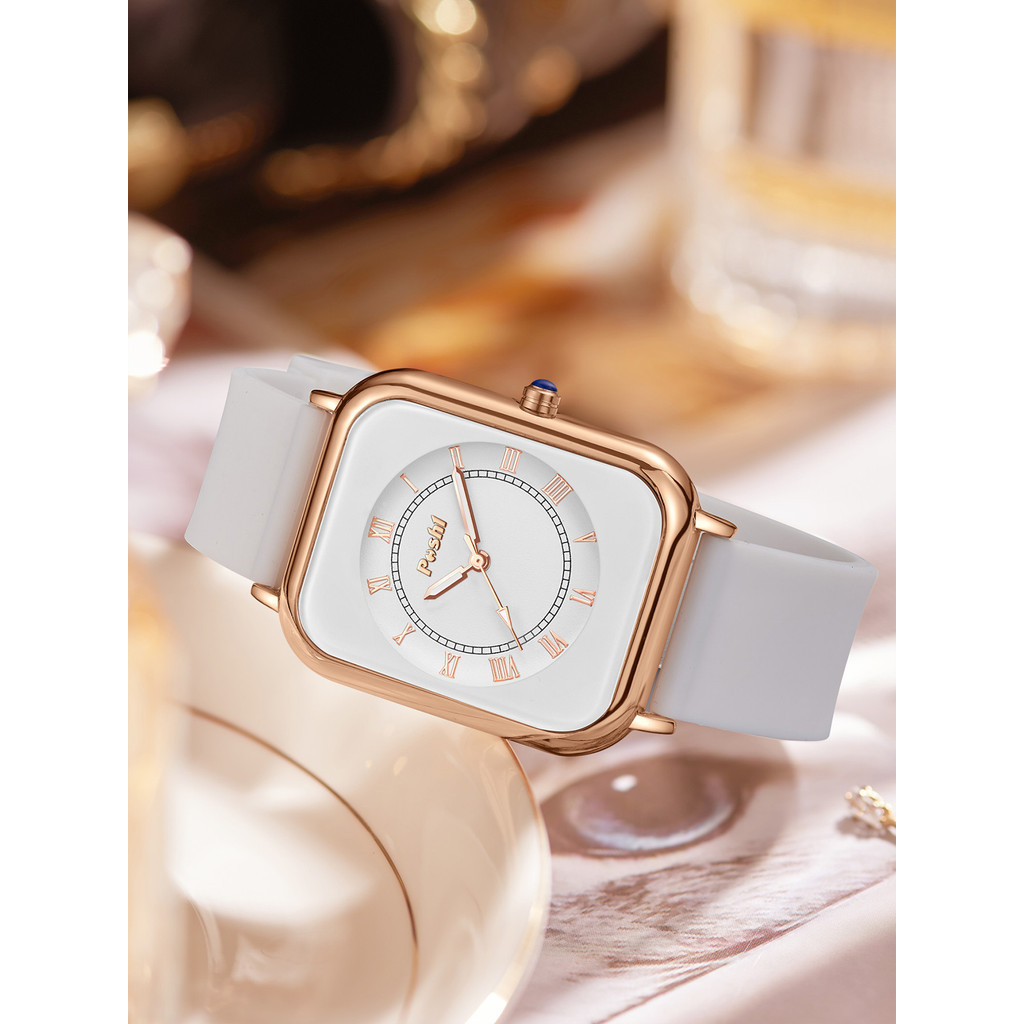Original POSHI Korean Fashion Women Watch Quartz Display Silicone Strap ...