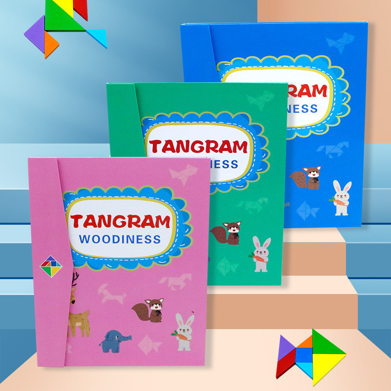 Cross-border Early Teaching Book Clip-On Puzzle Magnetic Tangram Wooden ...