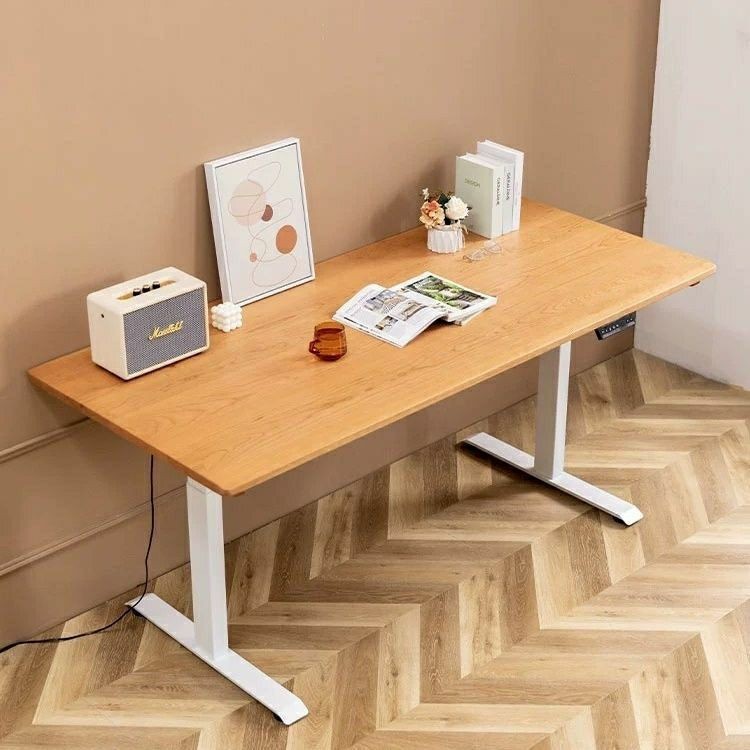 Cherry Wood Solid Wood Electric Height Adjustable Desk Adjustable Long ...