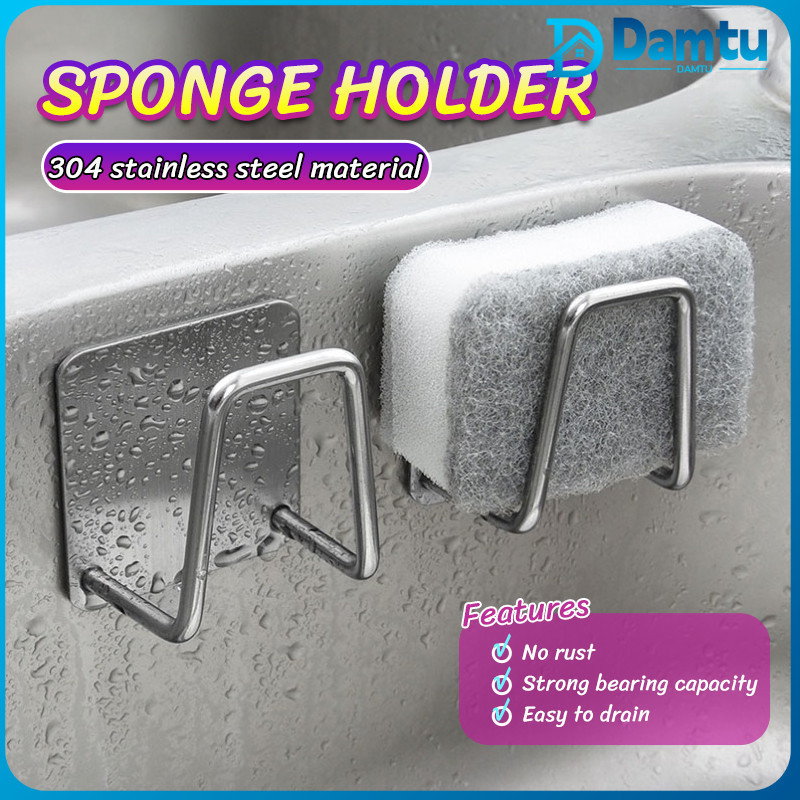 Self Adhesive Drain Drying Rack Stainless Steel Sink Sponges Holder ...