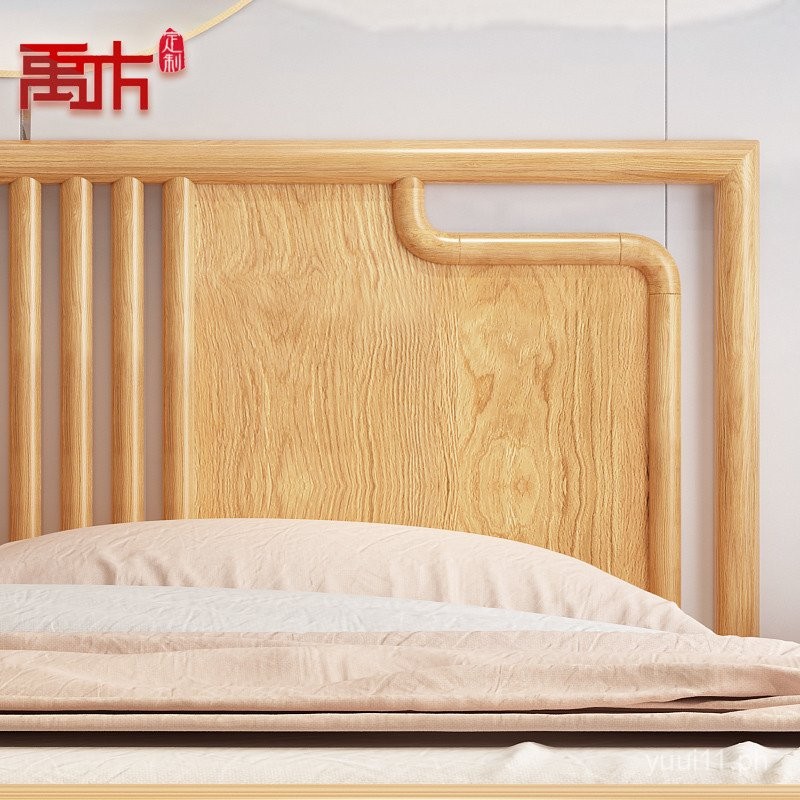 New Natural Wood Color Bed New Chinese Style Solid Wood Wedding Bed ...