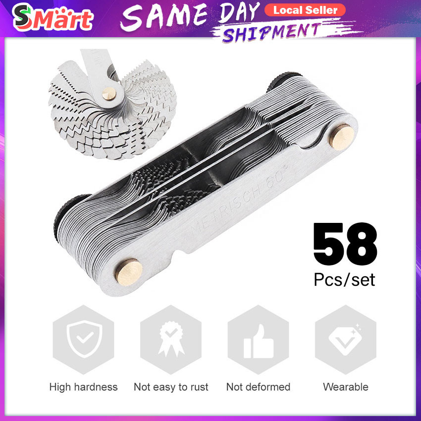 58pcs/set Metric Pitch Plug Stainless Steel Measuring Screw Thread ...
