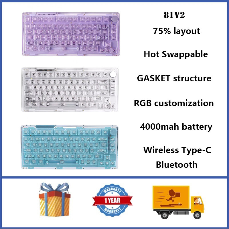 KiiBOOM Phantom 81 V2 Wireless Mechanical Keyboard GASKET Structure Hot ...