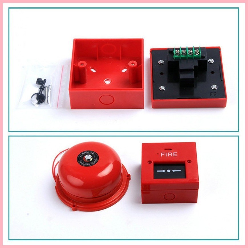 ♂ Fire Alarm System Set Fire Alarm Bell 4 inches diameter 220v with ...