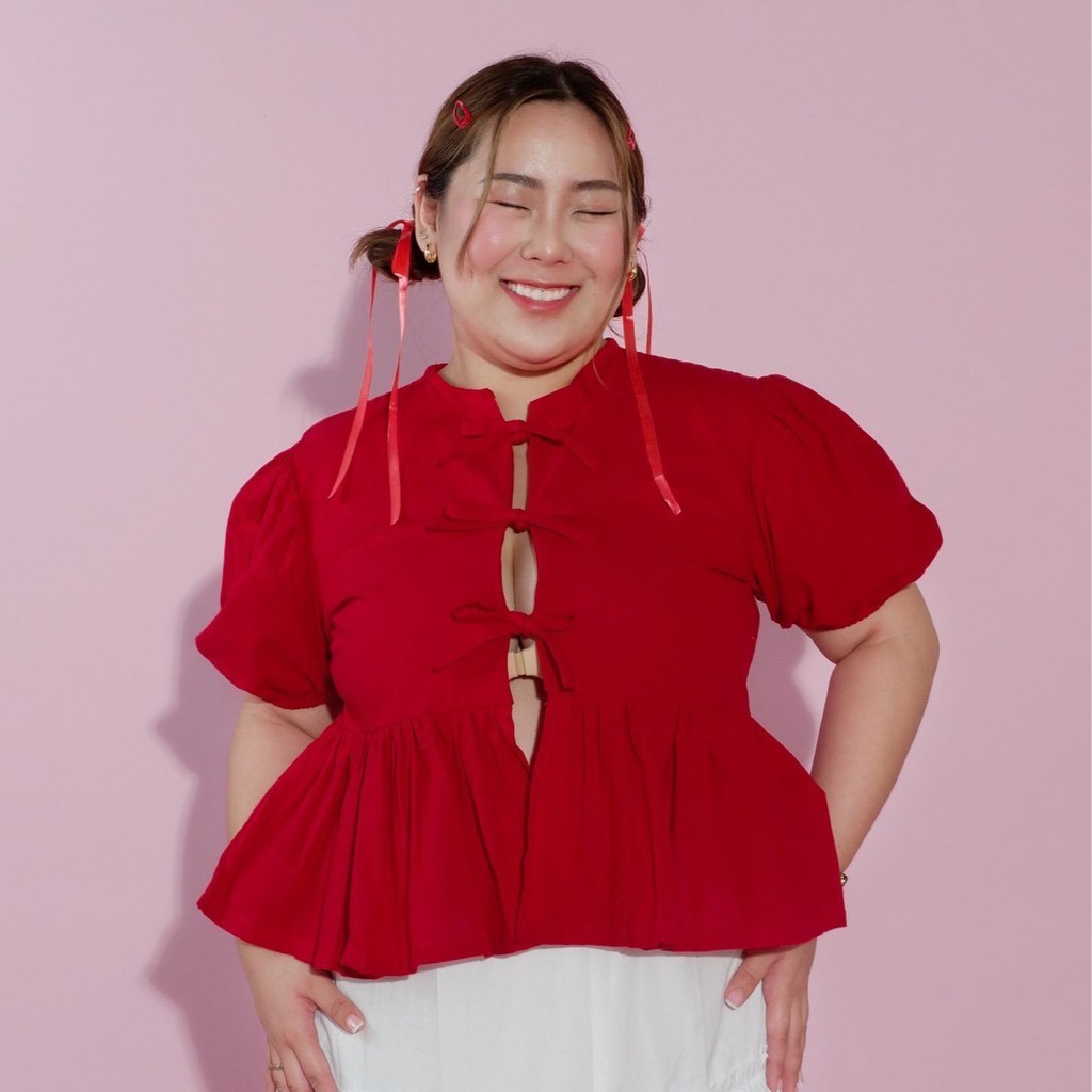 BSCO GIANNI TOP PLUS SIZE XL-4XL RIBBON TOP COQUETTE AESTHETIC | Shopee ...