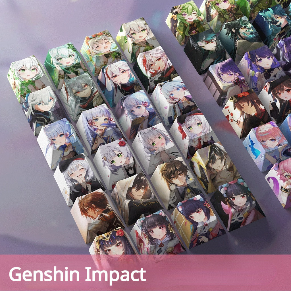 4pcs Keycaps Genshin Cherry R4 Profile Five-sided Dye Sublimation PBT ...