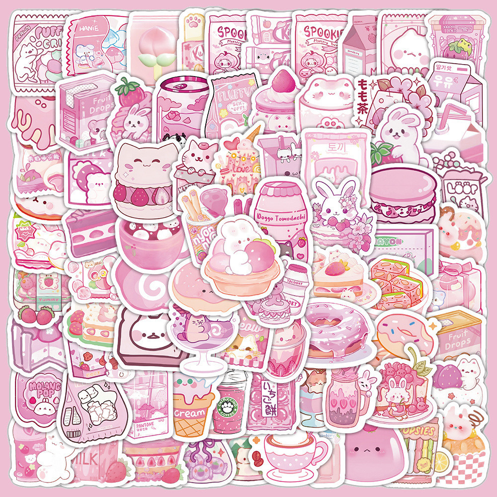 103Pcs/Set Pink Snack Funny Delicious Food Mini Stickers DIY Fashion ...