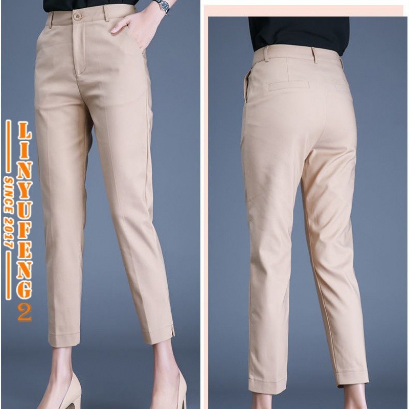 Plus Size S-4XL Long Suit Baggy Pants for Women High Waist Formal ...