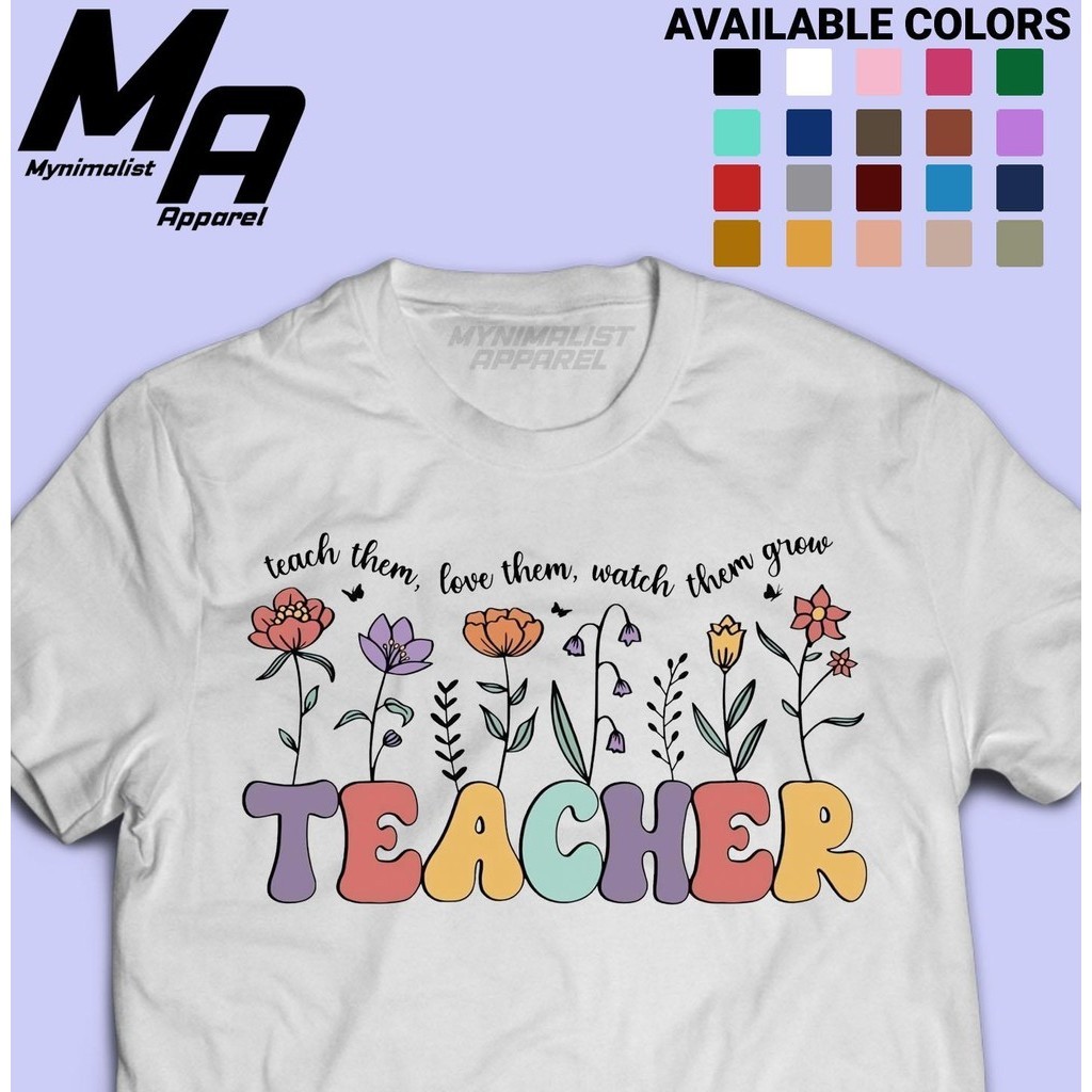 Teach Them, Love Them, Watch Them Grow Teacher Minimalist Graphic Print ...