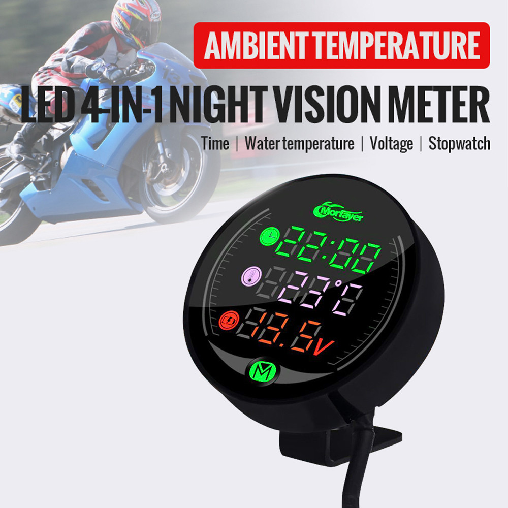 LED Digital Multifunction Voltmeter Thermometer Voltage Temperature ...
