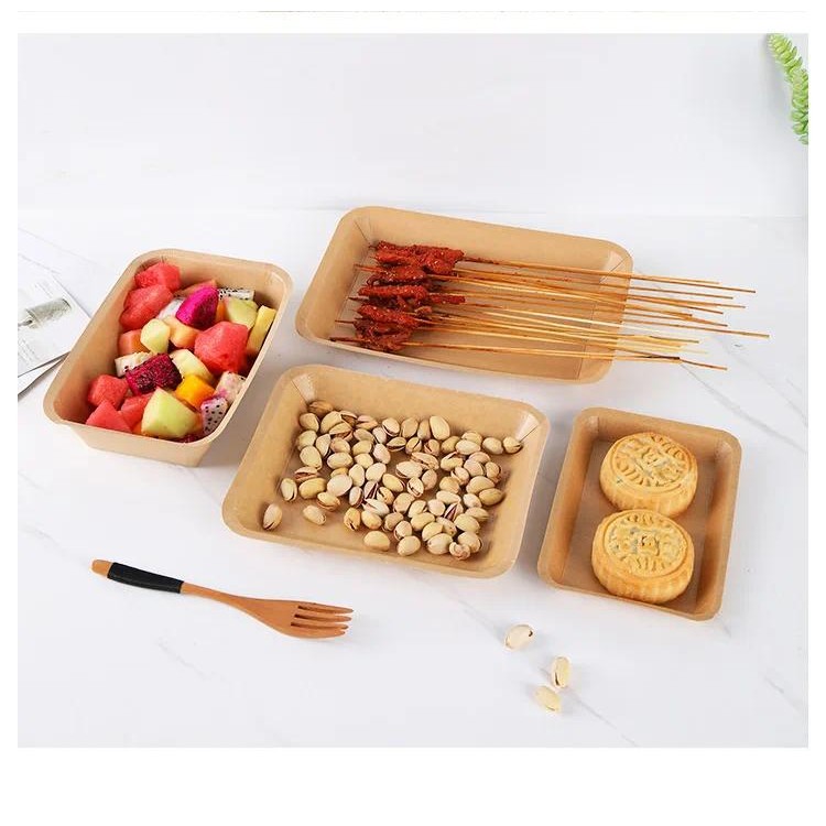 20pcs Disposable Kraft Paper Plate Bbq Food Sushi Packing Container ...