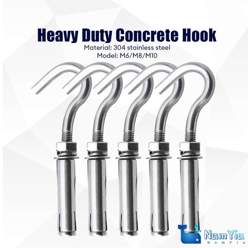 NamYia Heavy Duty Concrete Hook 304 Stainless Steel M6 M8 M10 Expansion Screw Hooks | Shopee ...