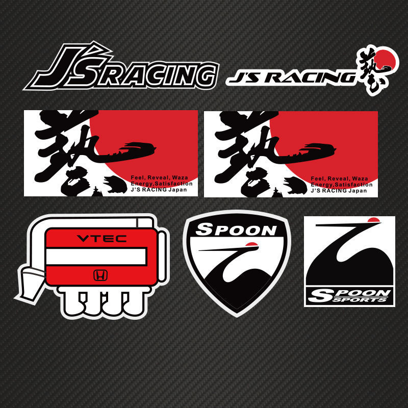 HONDA SPOON J'S RACING letter sticker Fit City Civic type-r Accord GK5 ...