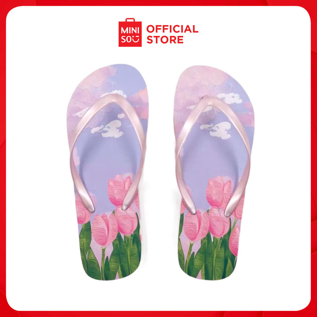 MINISO Tulip Garden Collection Women's Flip-Flops (Pink,39-40) | Shopee ...