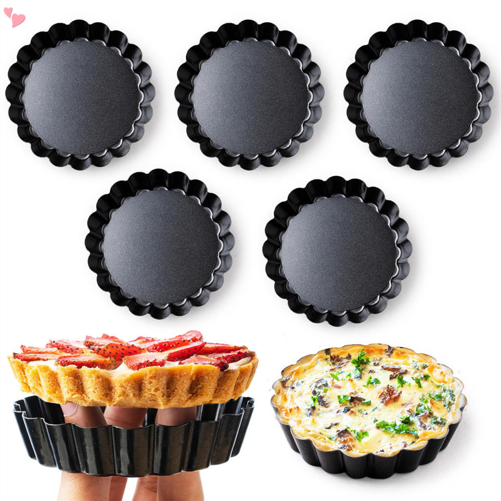8/10/12cm Egg Tart Molds Mini Tart Pans with Removable Bottom, Carbon ...