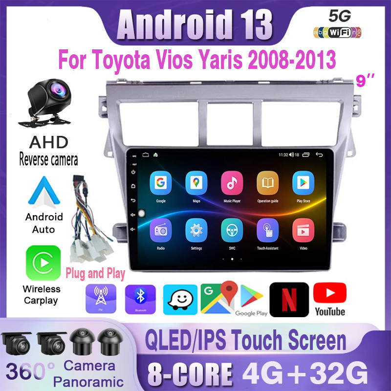 4G 32G Car Stereo Android 13 Carplay Head unit With Frame Casing For ...