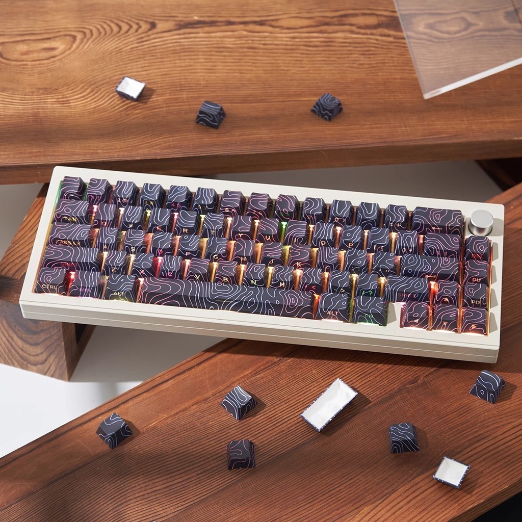 Black/White Canyon Theme Cherry Profile Five sided Dye-Sub 130keys PBT ...