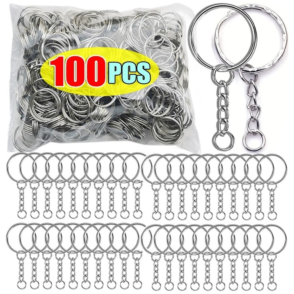 Silver Plated Metal Blank Keyring Keychain/Jewelry DIY Findings Making ...