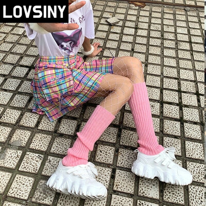 (7 Colors) Streewear Girl's Cool Punk Pink Knitted Leg Warmers Women's ...