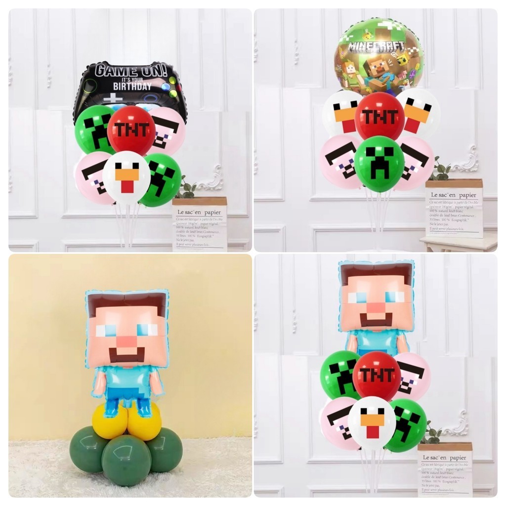 Minecraft Theme Birthday Party Balloon Column Set Pixel Theme 18 ...