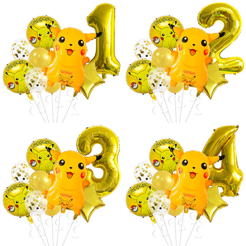 Pokemon Pikachu Birthday Theme Balloon 32 Inch Number Balloon Set For ...