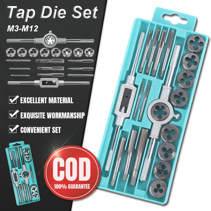 12/20* Metric Hand Adjustable Tap Die Set M3-M12 Screw Thread Plugs Straight Taper Wrench ...
