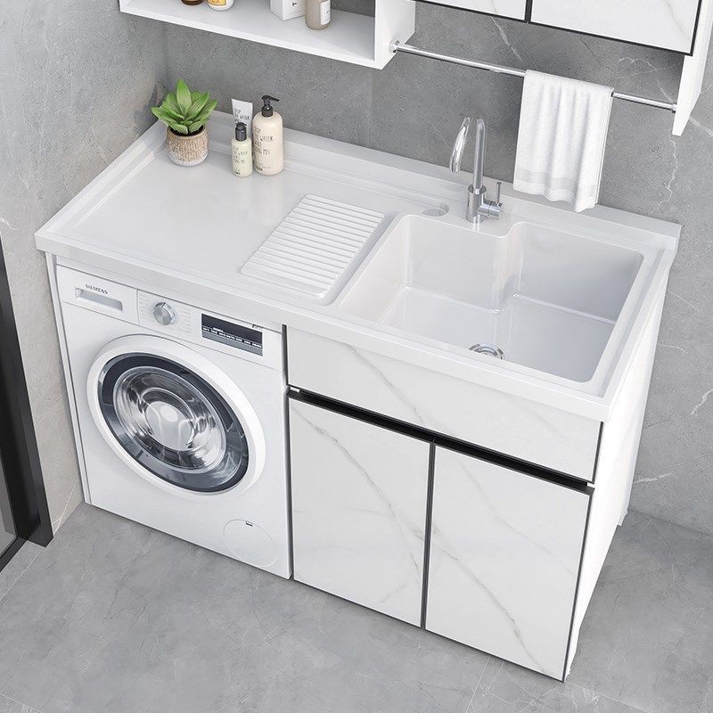 Space Aluminum Balcony Washing Machine Cabinet Laundry Tub with ...