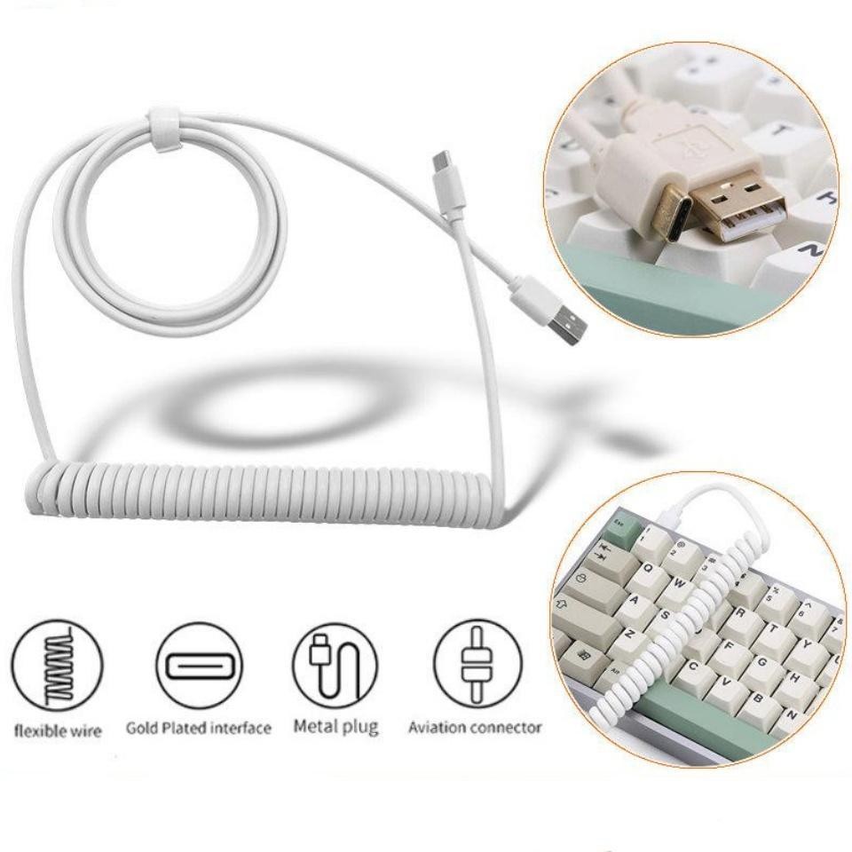 USB C Port Coiled Cable for Key Board Wire Mechanical Keyboard USB ...