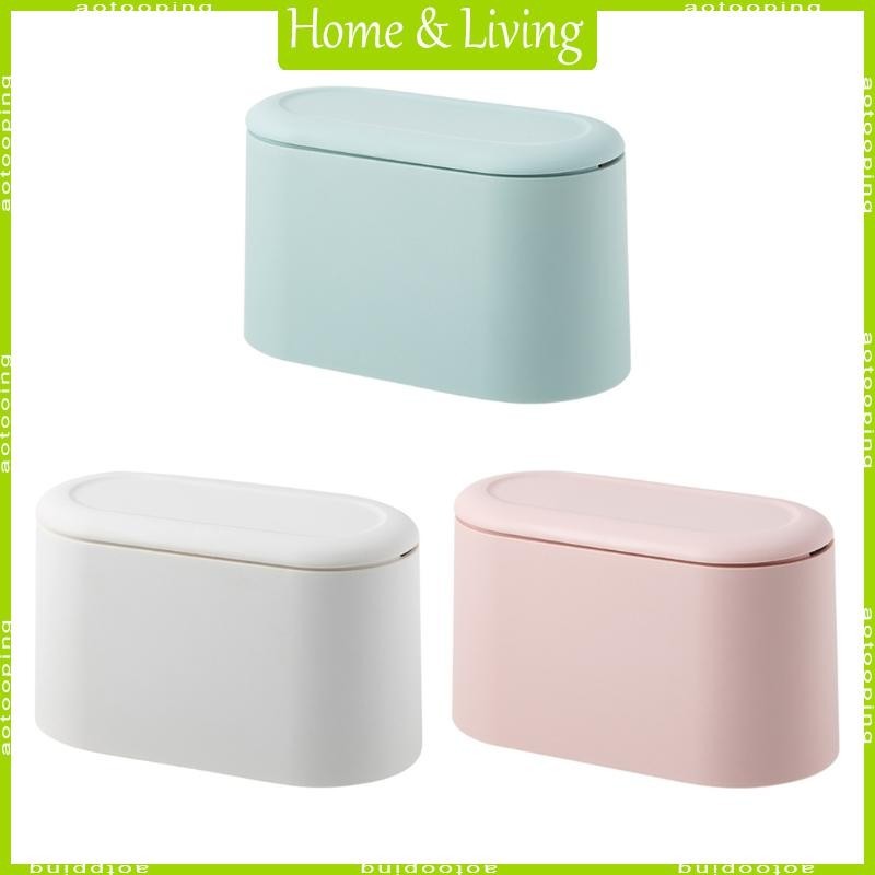 AOTOO Practical Mini Desktop Trash Can Tabletop Waste Bin with Lid ...